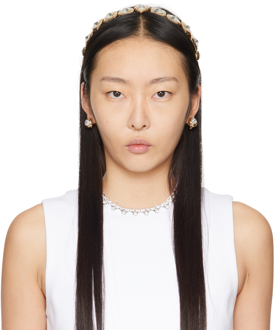 Gold Crystal Stud Headband by AREA on Sale