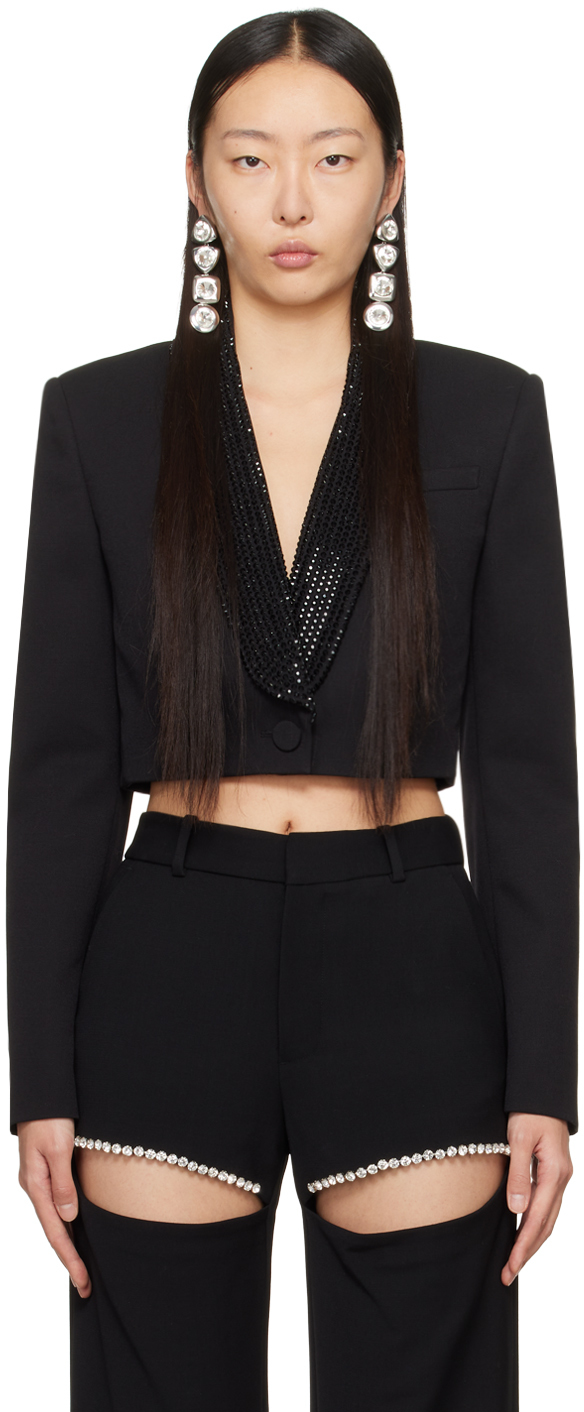 Black Crystal-Cut Blazer by AREA on Sale