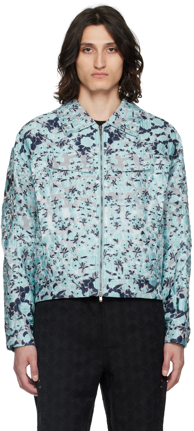 Andersson Bell: Blue Fabrian Flower Jacket | SSENSE
