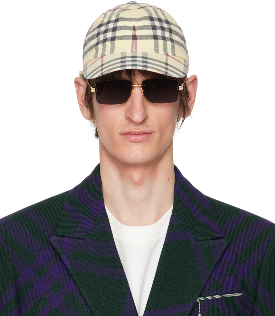 Burberry: Beige Check Cap | SSENSE