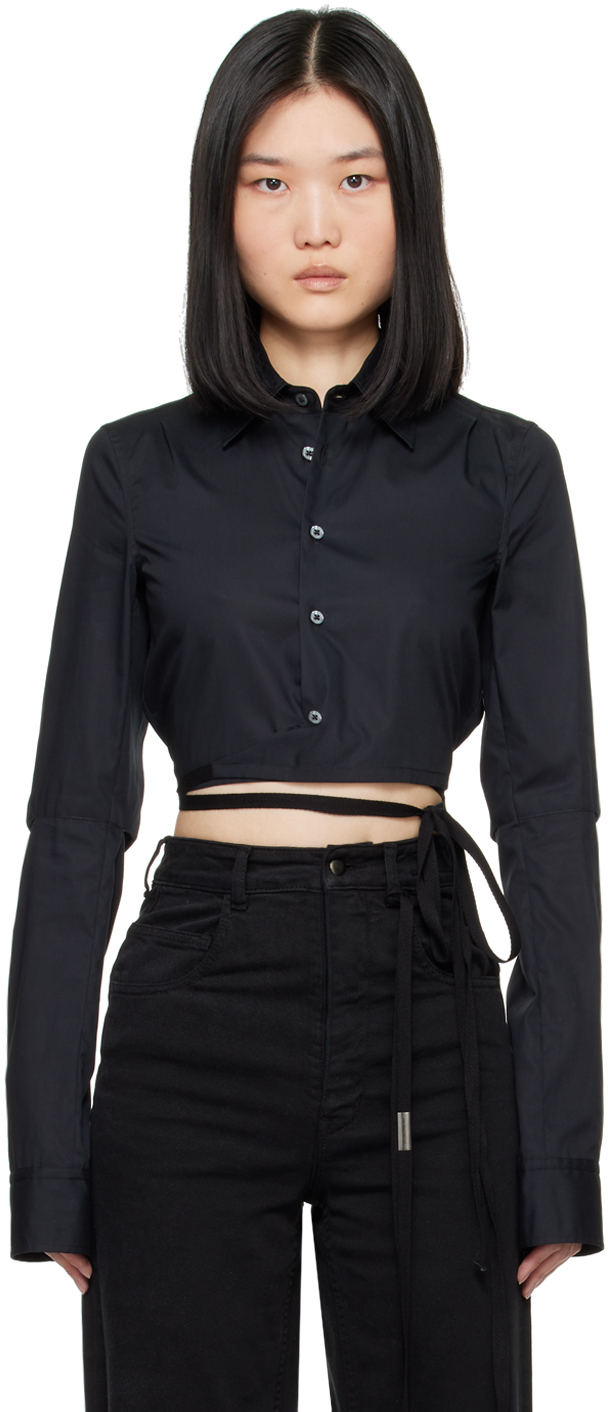 Black Dea Cropped Shirt by Ann Demeulemeester on Sale