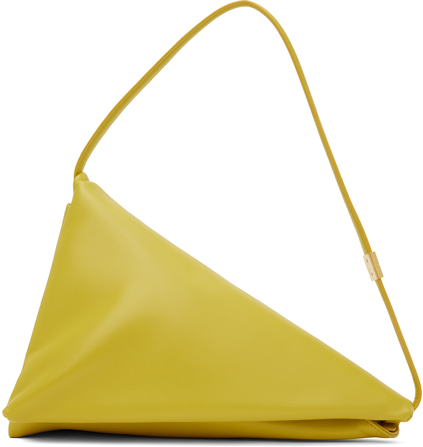 Yellow Leather Prisma Triangle Shoulder Bag by Marni on Sale