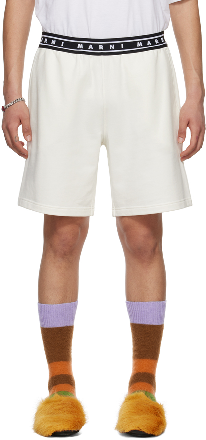 Marni Short Blanc à Logos En Tricot Jacquard Ssense France