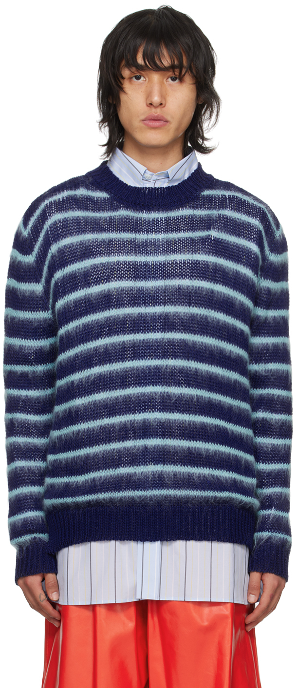 Blue Striped Crewneck by Marni on Sale