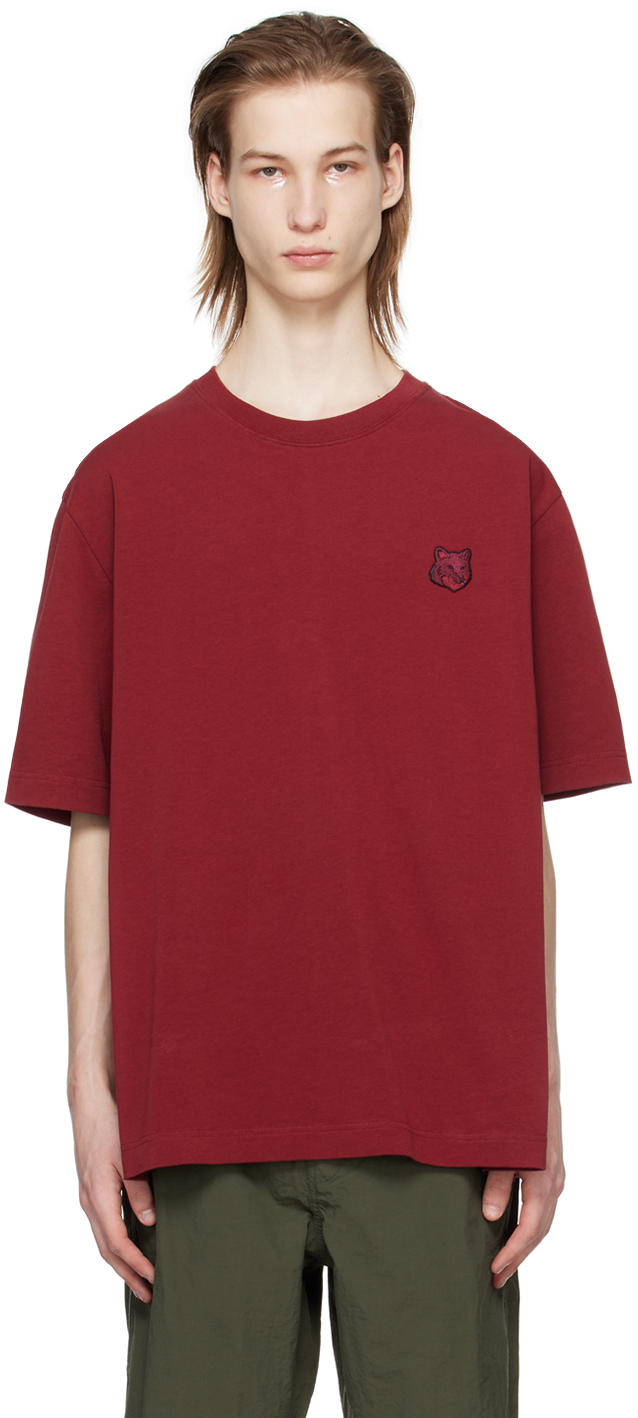 Red Bold Fox Head T-Shirt by Maison Kitsuné on Sale