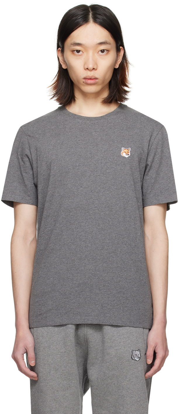 Gray Fox Head T-Shirt by Maison Kitsuné on Sale