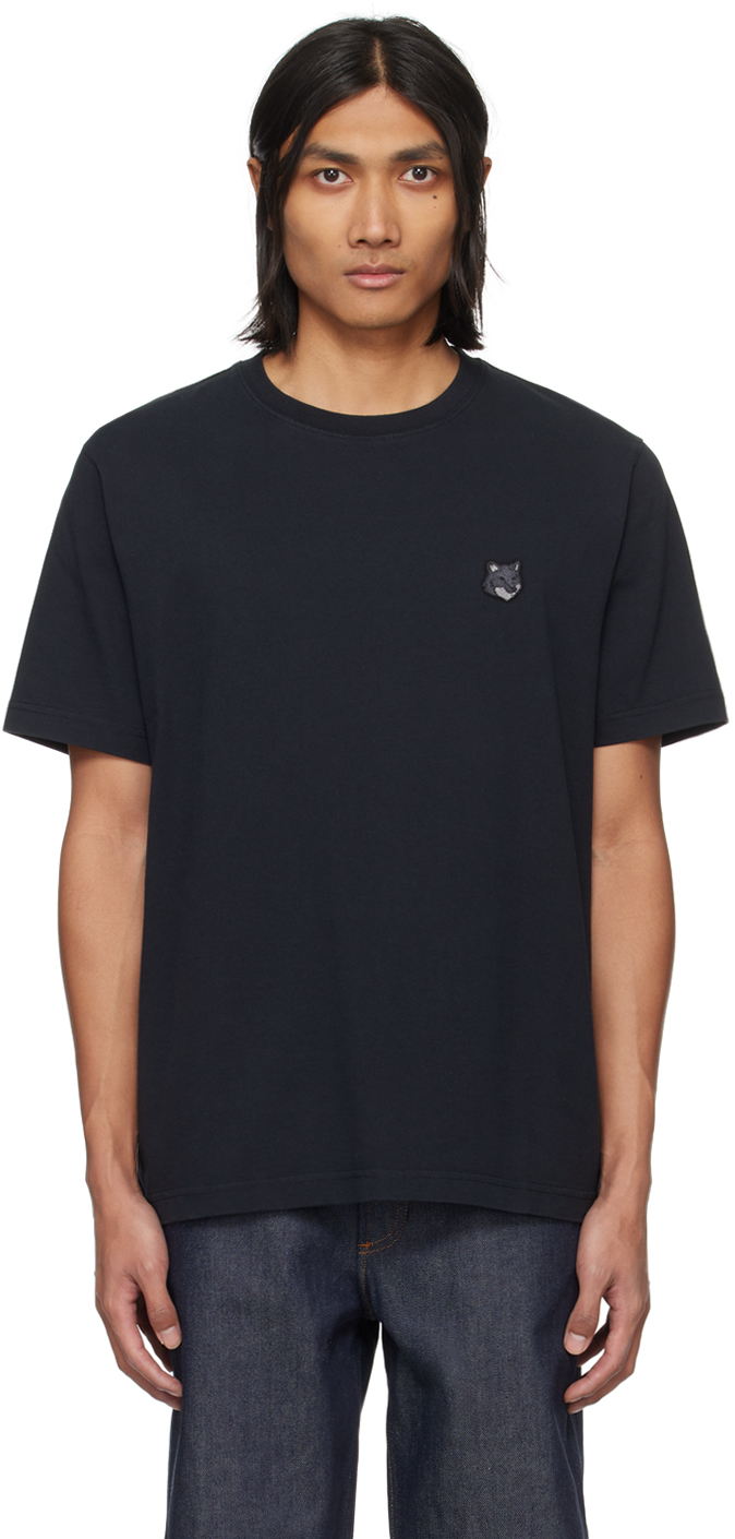 Maison Kitsuné: T-shirt noir à logo de renard | SSENSE France
