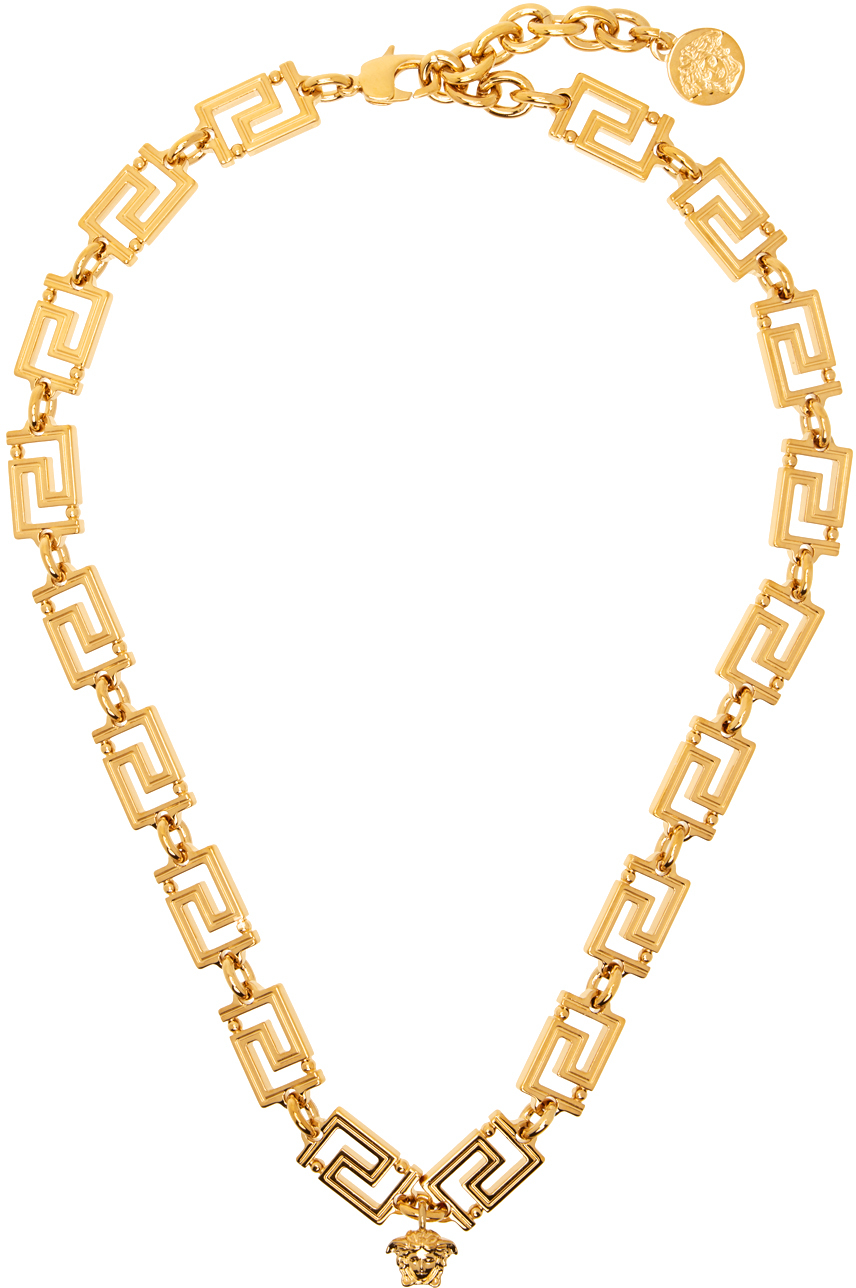 Versace: Gold Greca Necklace | SSENSE