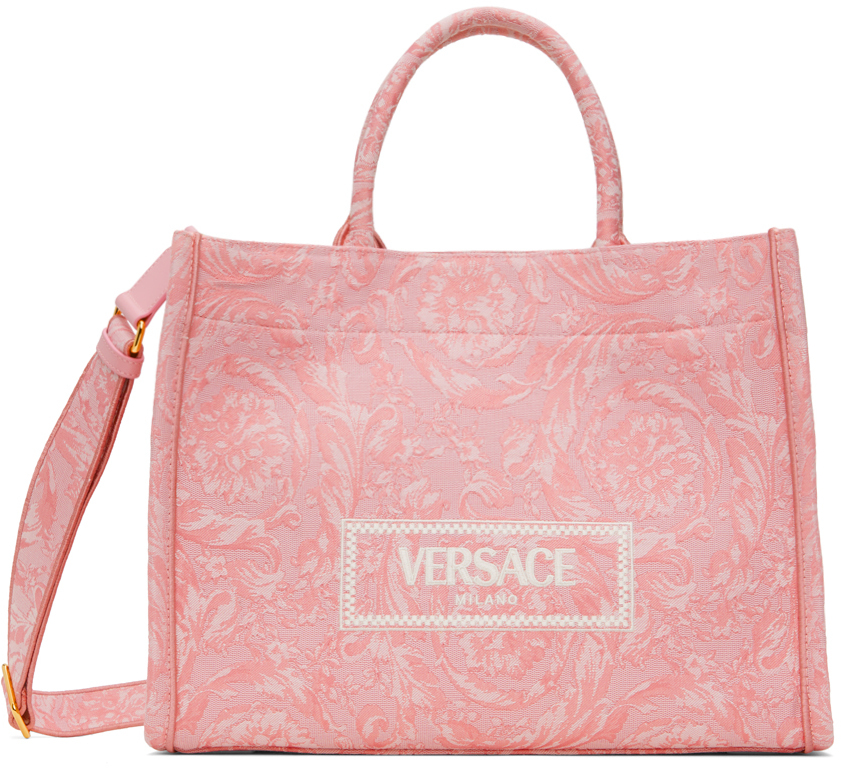 Versace: Cabas Athena rose à motif baroque | SSENSE France