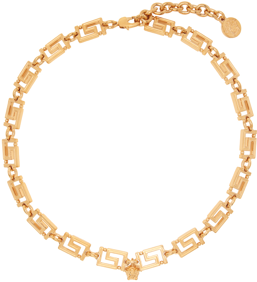 Versace: Gold Greca Necklace | SSENSE Canada