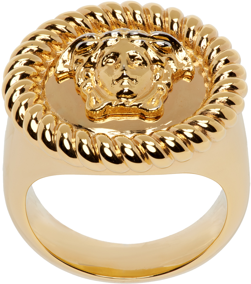 Versace: Bague dorée à Méduse | SSENSE France