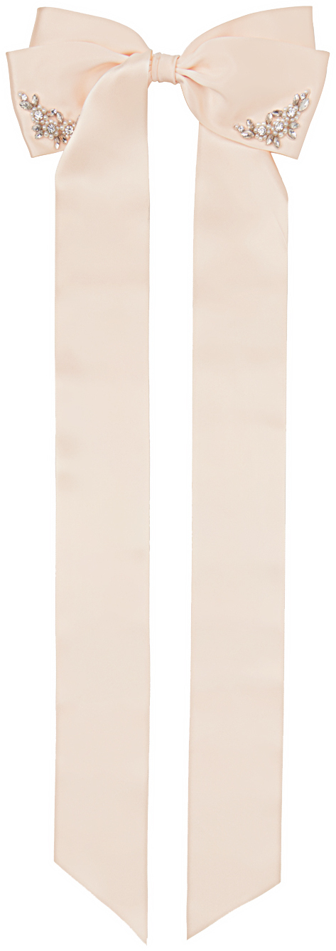 Pink Long Embellished Bow Hair Clip by Simone Rocha on Sale