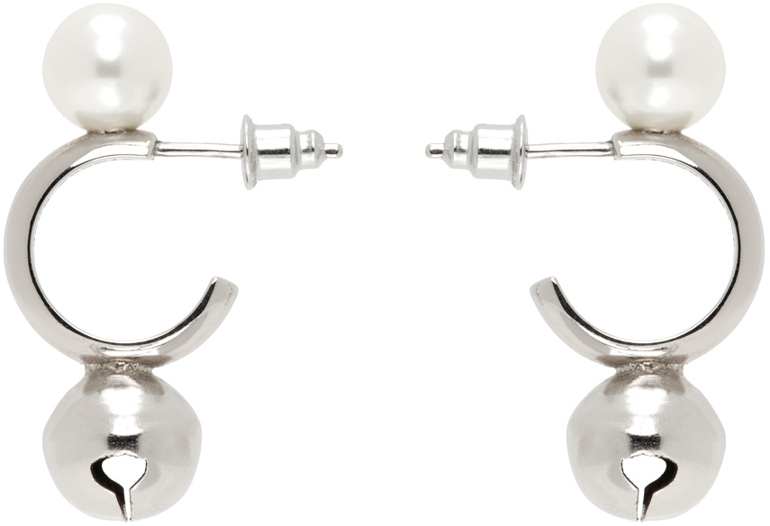 Silver Bell Charm Hoop Earrings by Simone Rocha on Sale
