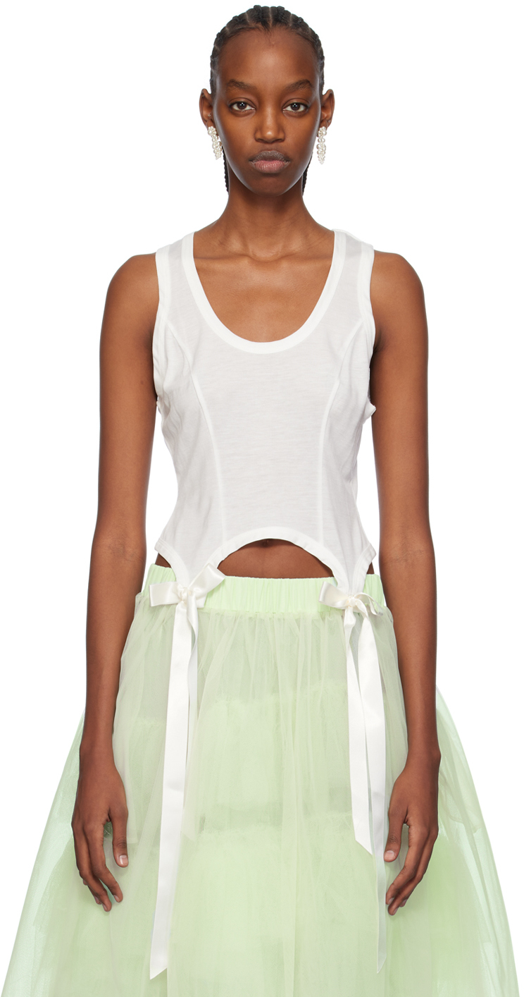 Simone Rocha: White Easy Tank Top | SSENSE Canada