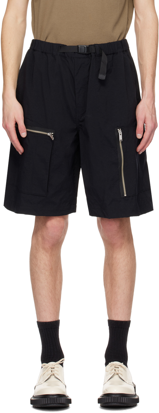 Black Zip Shorts by UNDERCOVER on Sale