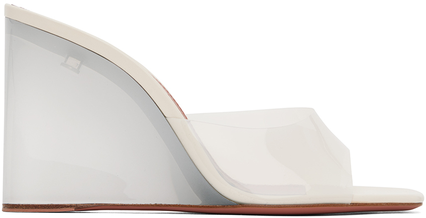 Sandales à talon compensé Lupita blanc cassé Amina Muaddi en solde