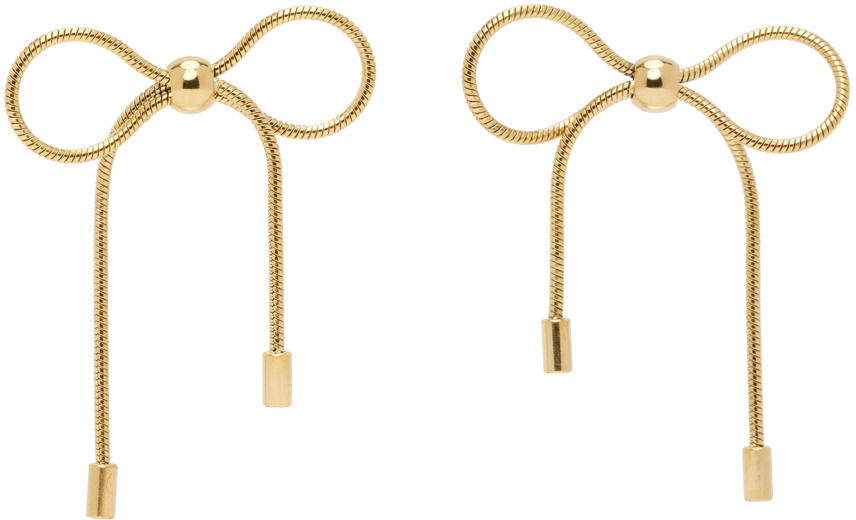 Gold Bow Earrings by Marland Backus on Sale