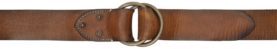 Brown Distressed Leather Belt by RRL on Sale