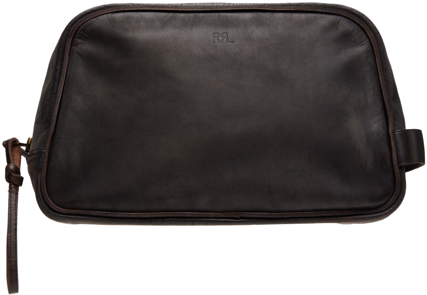 RRL: Brown Leather Travel Pouch | SSENSE UK