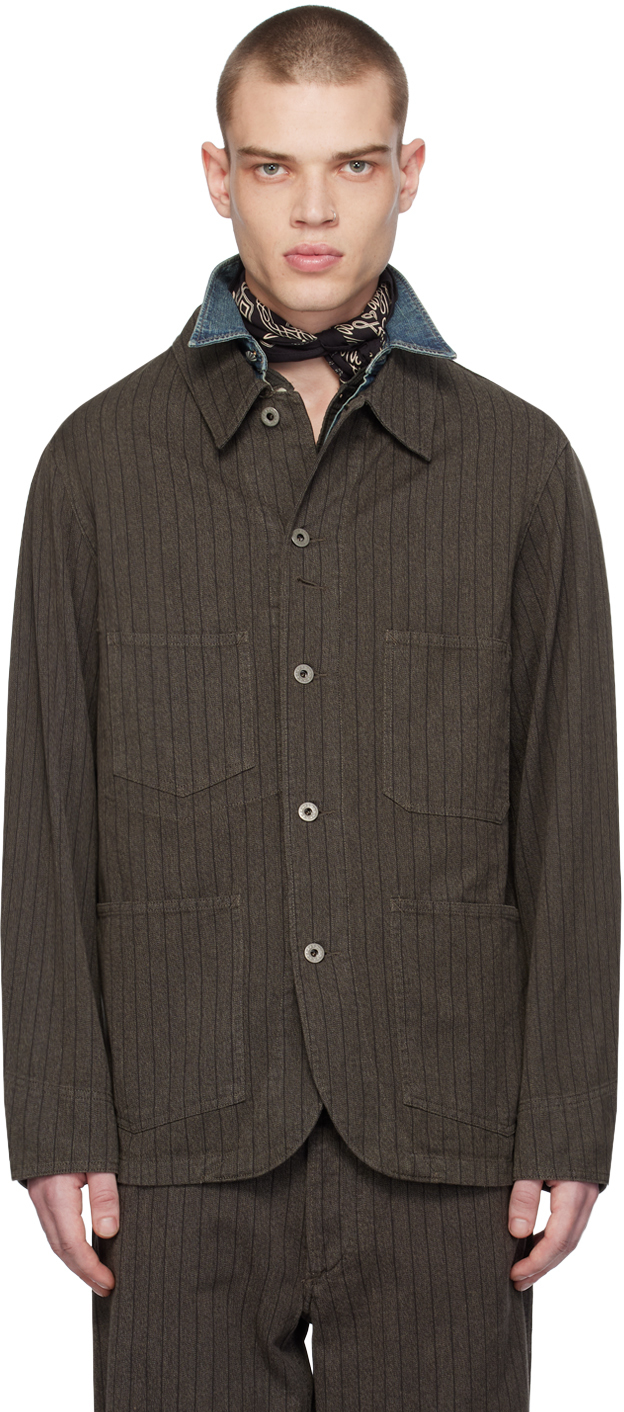 Gray Striped Jacket by RRL on Sale