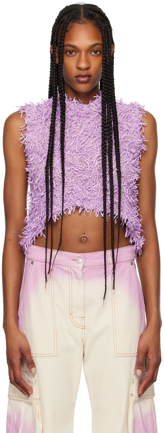 Purple Ribbon Tank Top by MSGM on Sale