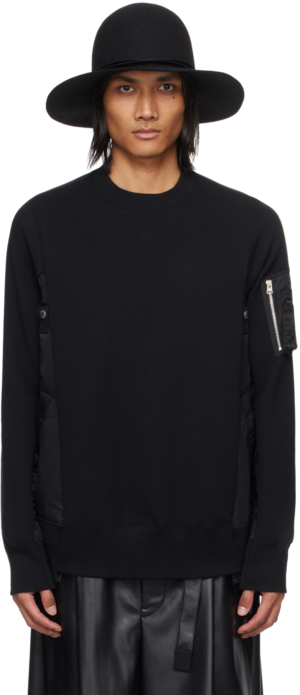 sacai: Black Paneled Sweatshirt | SSENSE