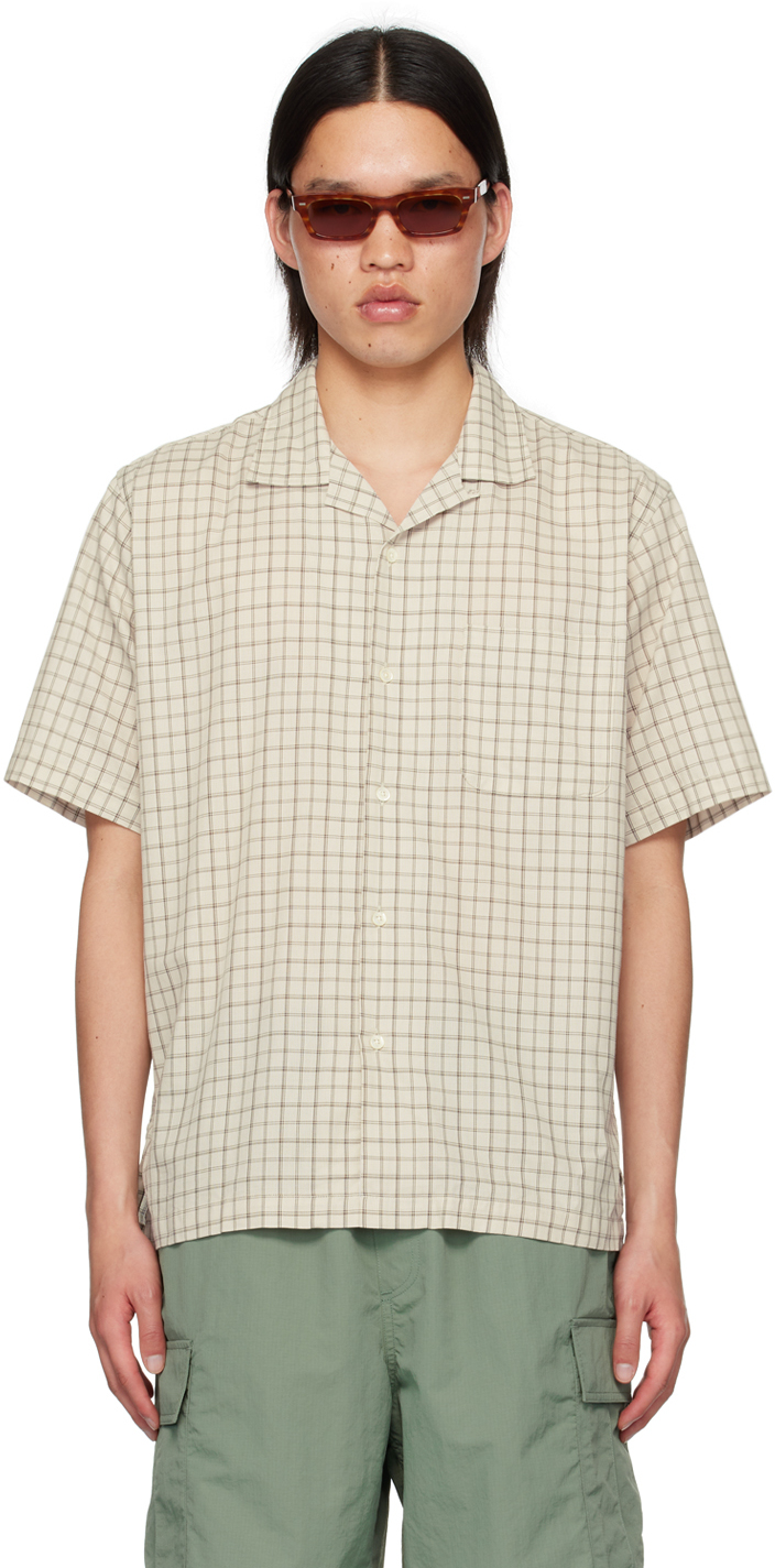 Beige Open Collar Shirt by nanamica on Sale