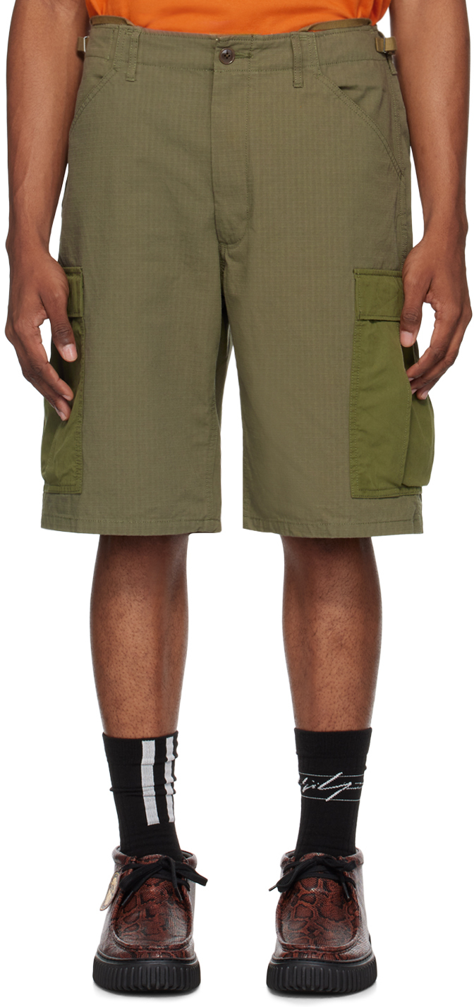 nanamica: Khaki Wide Shorts | SSENSE UK
