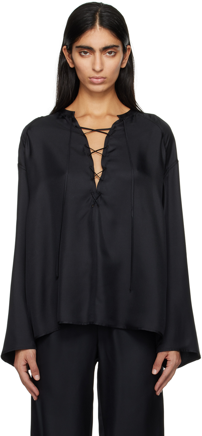 Loulou Studio: Black Zamia Blouse | SSENSE