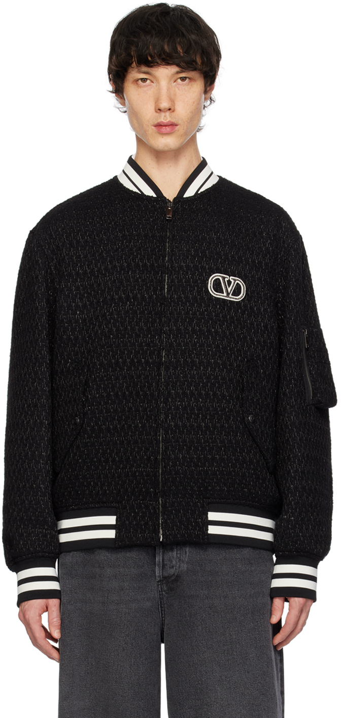 Valentino: Black VLogo Bomber Jacket | SSENSE