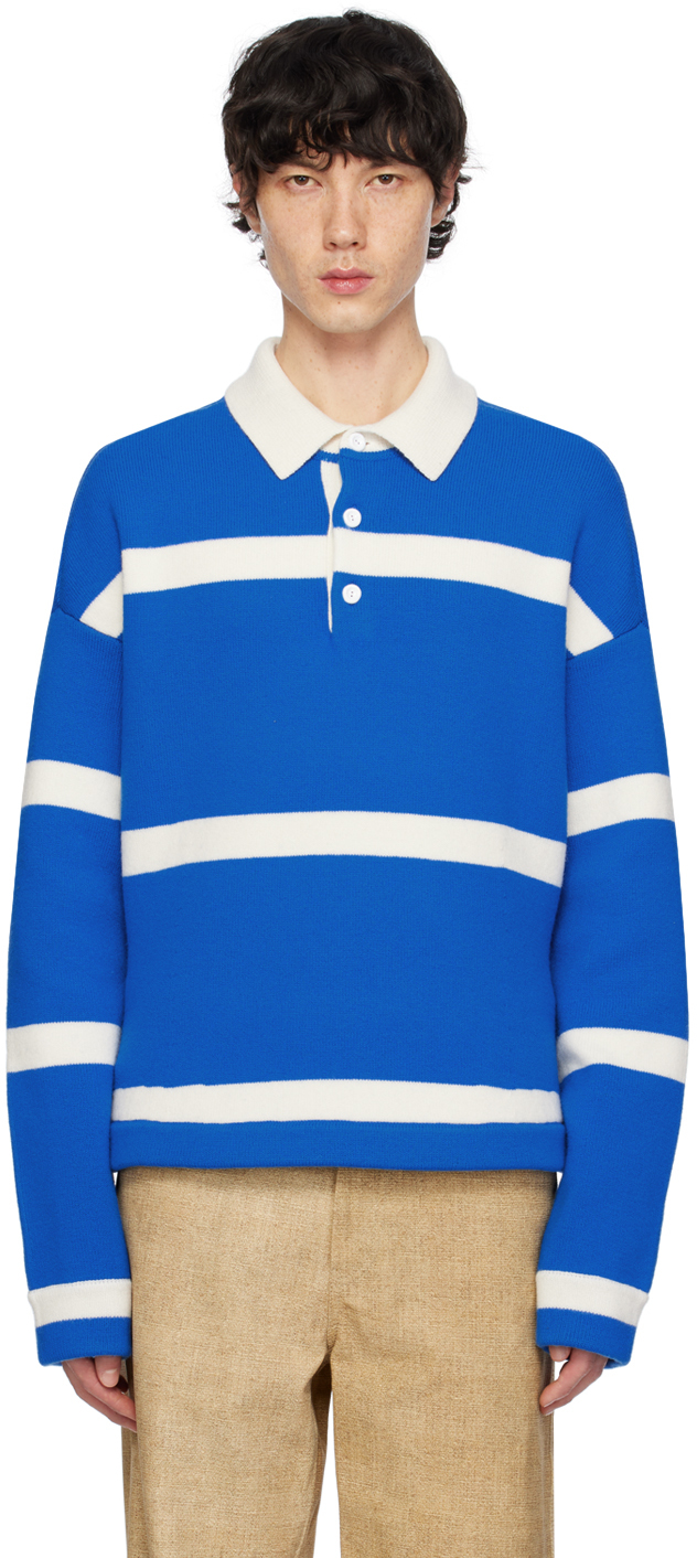 JW Anderson: Blue Structured Polo | SSENSE