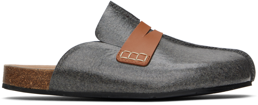 Gray Laminated Felt Mules by JW Anderson on Sale