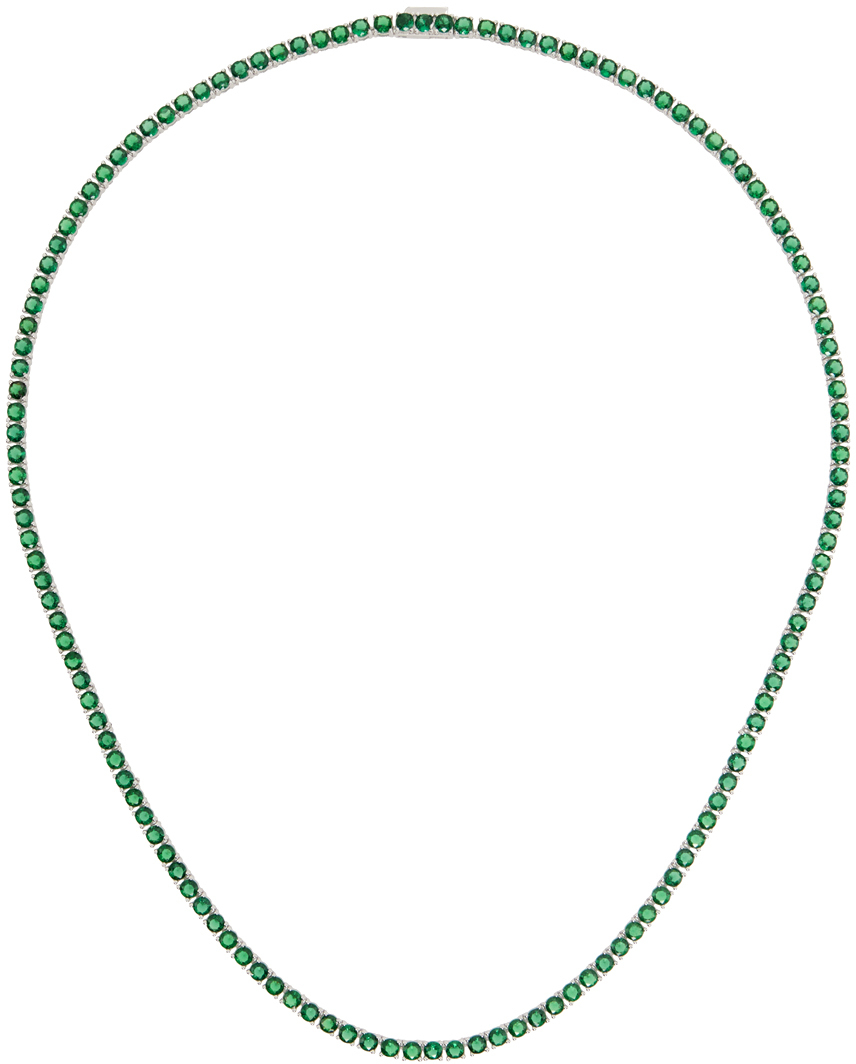 Hatton Labs: Silver & Green Classic Tennis Chain Necklace | SSENSE