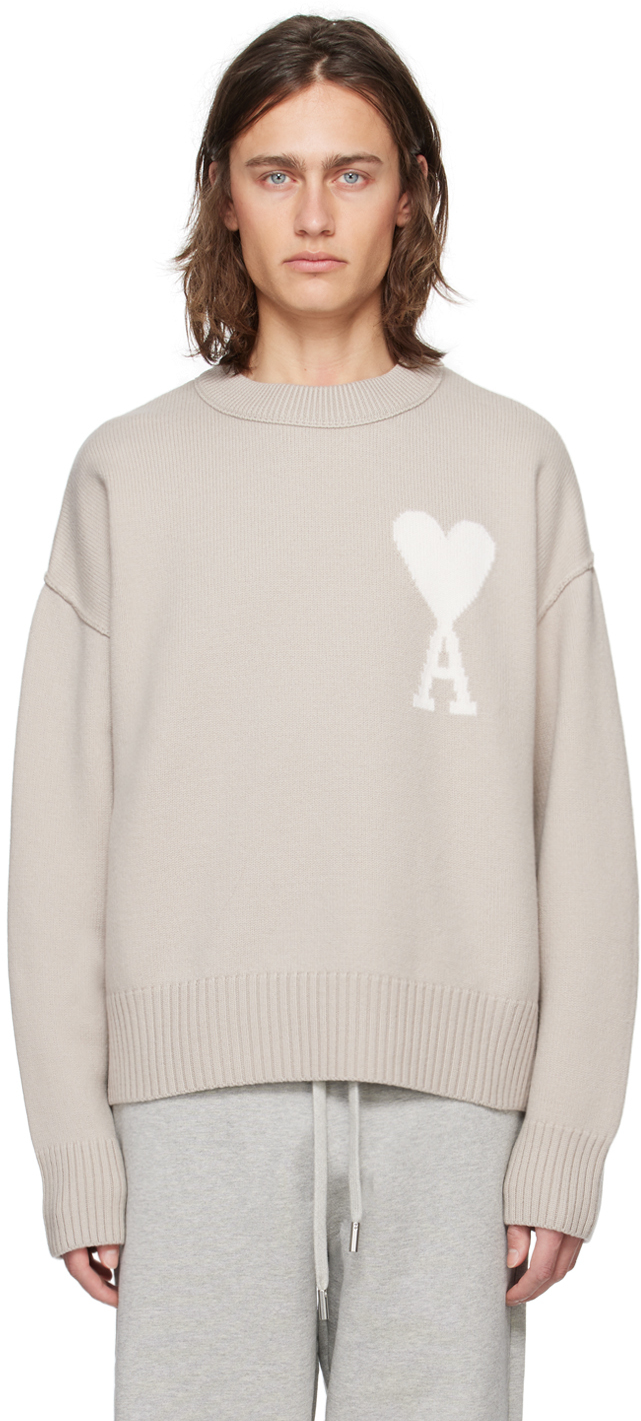 Beige Ami de Cœur Sweater by AMI Paris on Sale