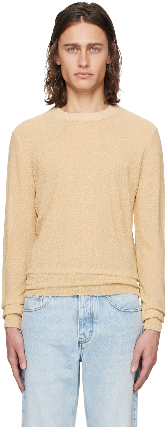 Pull semi-transparent beige AMI Paris en solde