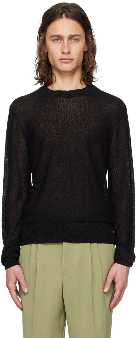Pull semi-transparent noir AMI Paris en solde