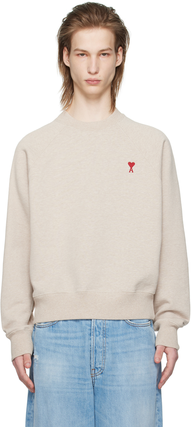 AMI Paris: Beige Ami de Cœur Sweatshirt | SSENSE