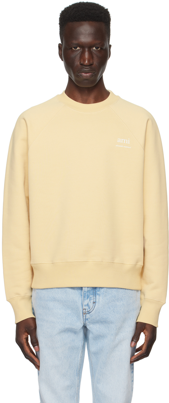 Pull molletonné jaune à logo imprimé AMI Paris en solde