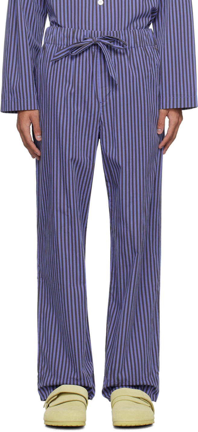 Blue & Brown Drawstring Pyjama Pants by Tekla on Sale