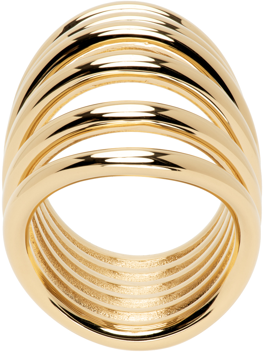 ALAÏA: Gold Big Ring | SSENSE Canada