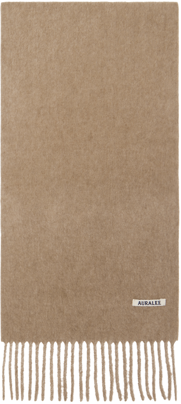 Taupe Fringe Scarf by AURALEE on Sale