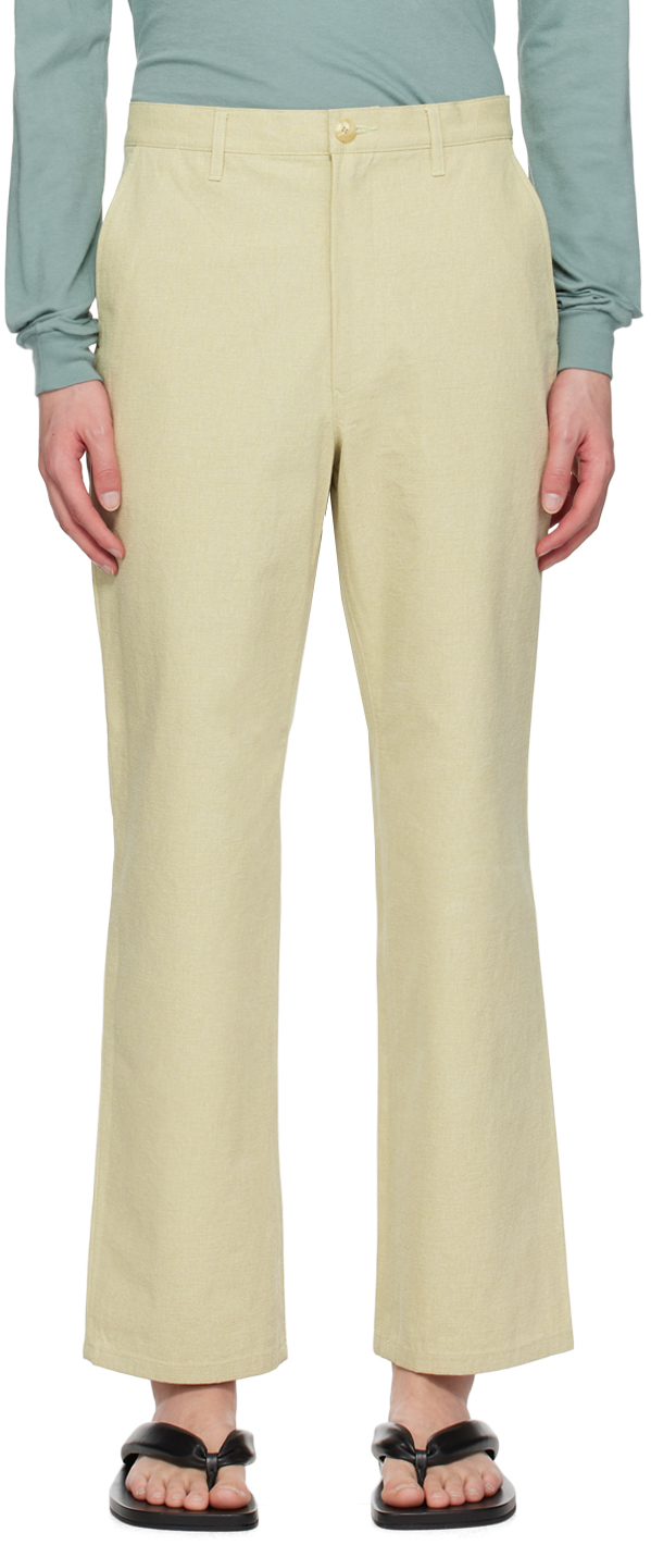 Beige Garment-Washed Trousers by AURALEE on Sale