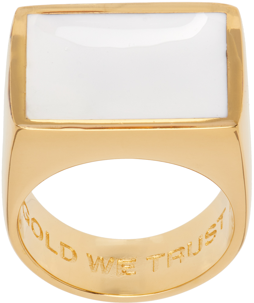 Gold Square Signet Ring by IN GOLD WE TRUST PARIS on Sale