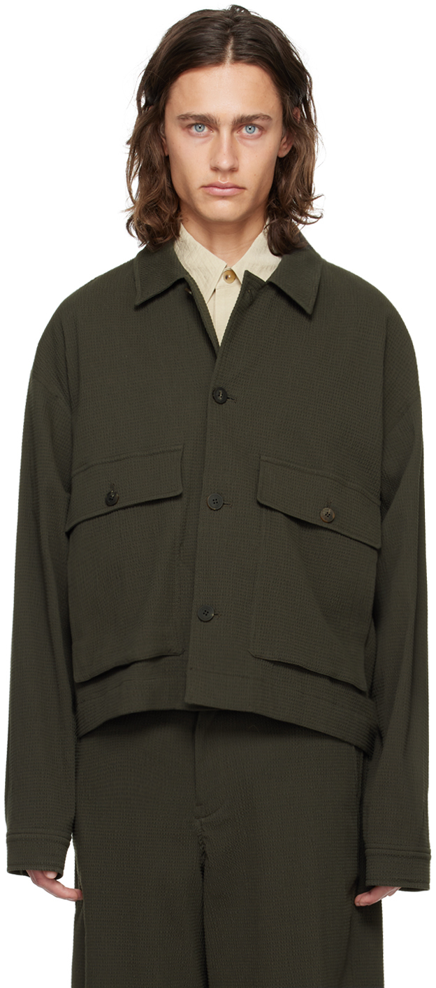 Green Flap Pocket Jacket by LE17SEPTEMBRE on Sale