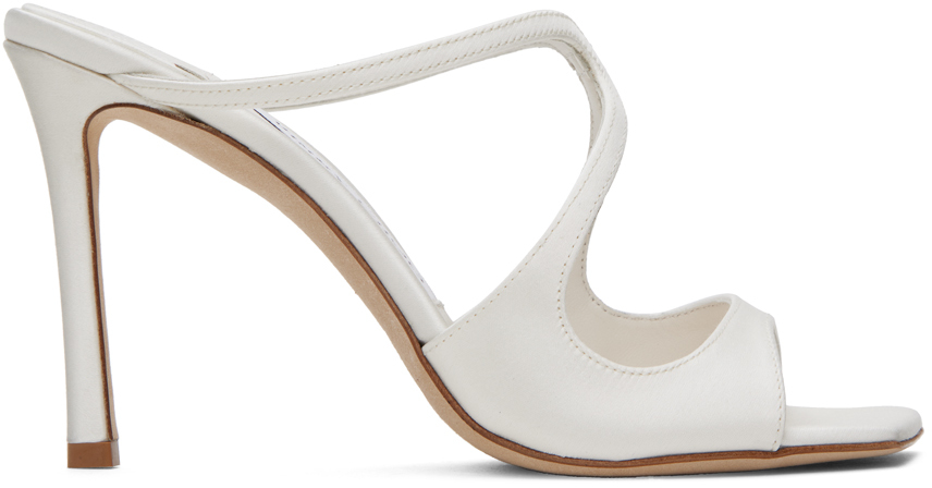Jimmy Choo: Sandales à talon aiguille Anise 95 blanches | SSENSE France