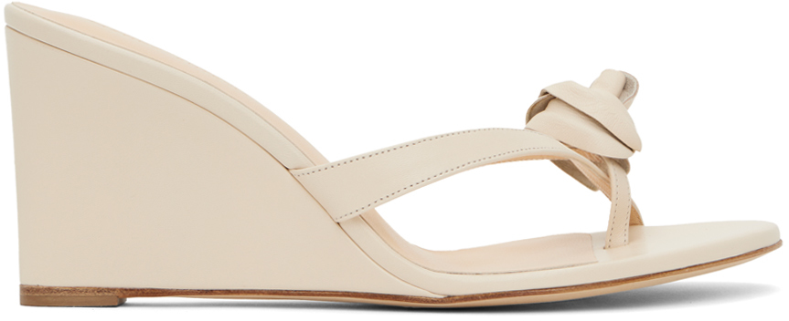 Sandales à talon compensé blanc cassé à appliqué floral Magda Butrym en ...