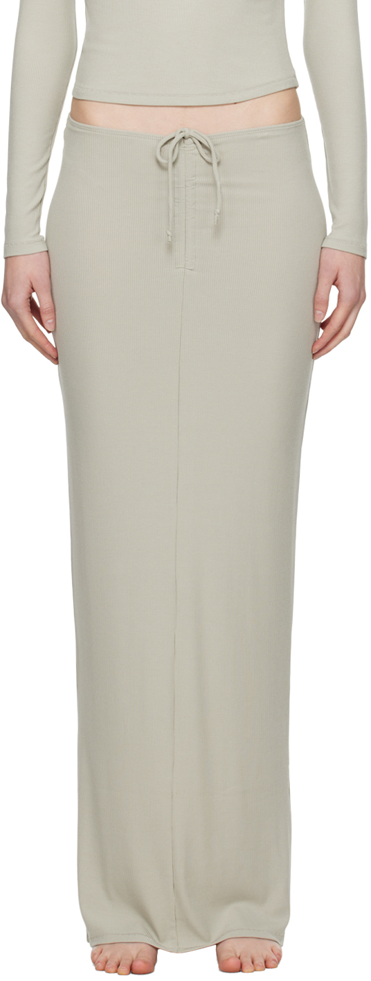 Green Soft Lounge Ruched Maxi Skirt by SKIMS on Sale