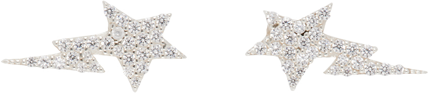 BAPE: Silver STA Earrings | SSENSE