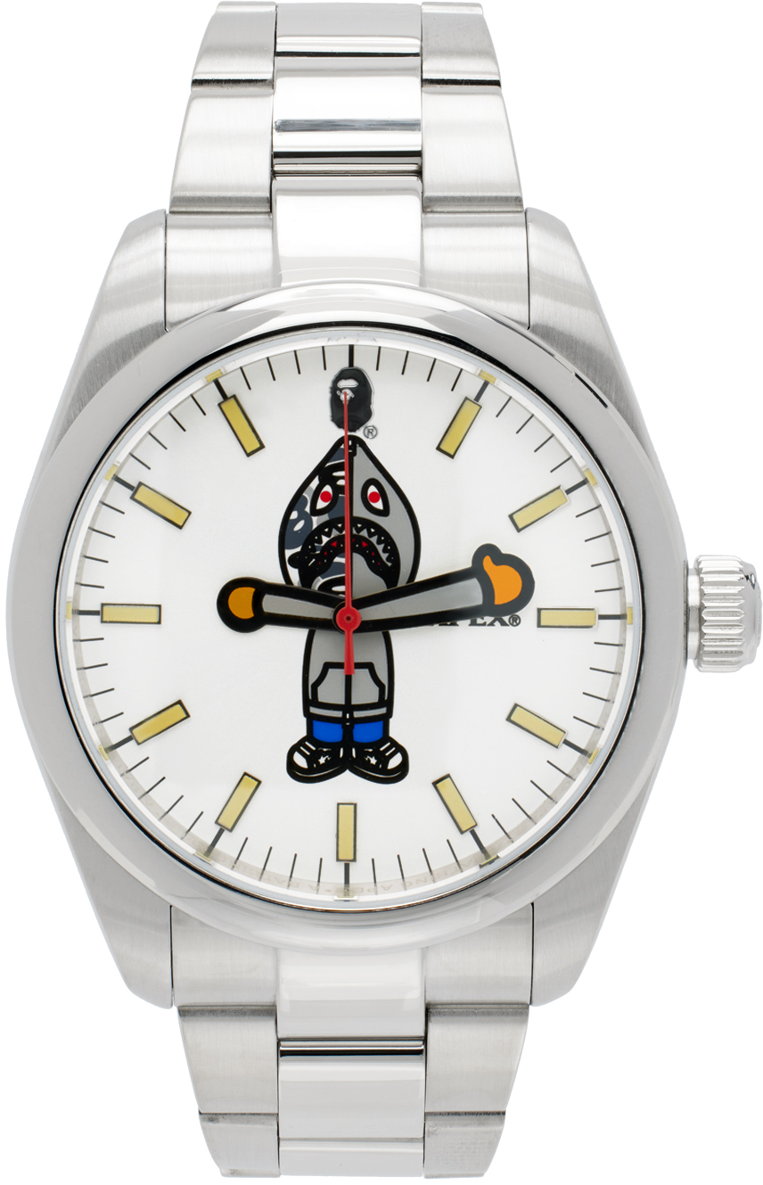 BAPE: Silver Type 7 Shark Seijin M Watch | SSENSE