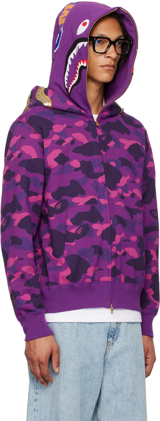 BAPE Purple Color Camo Double Shark Full Zip Hoodie | Smart Closet